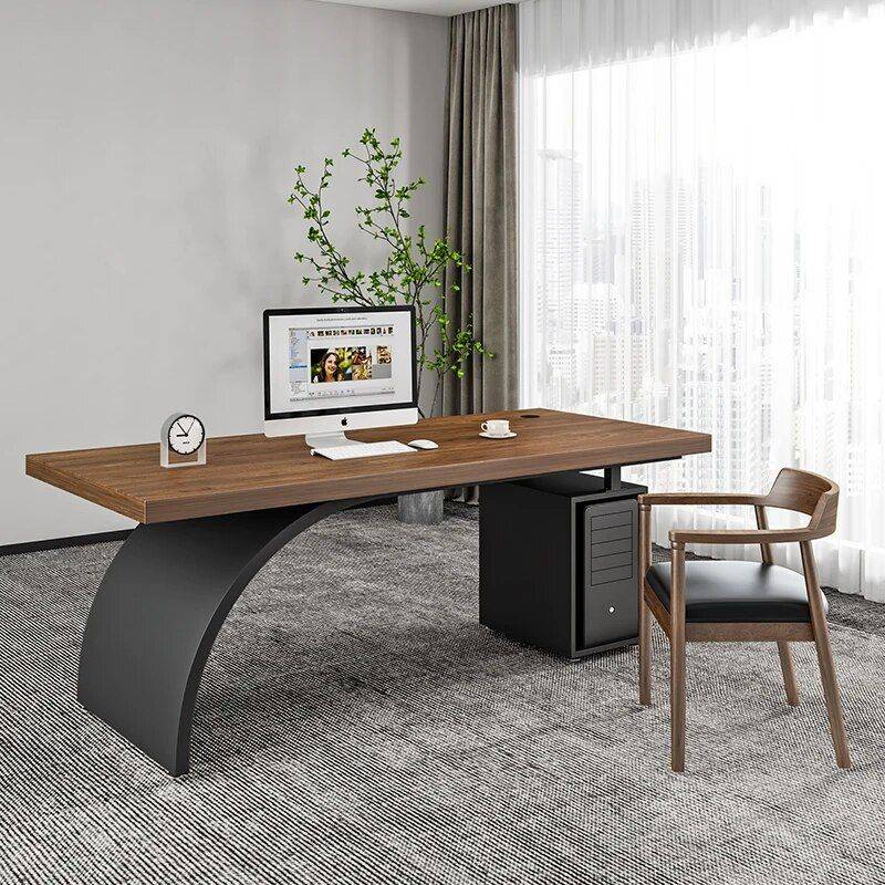Modern Solid Wood Metal Computer Desk with Storage - Joy To Use