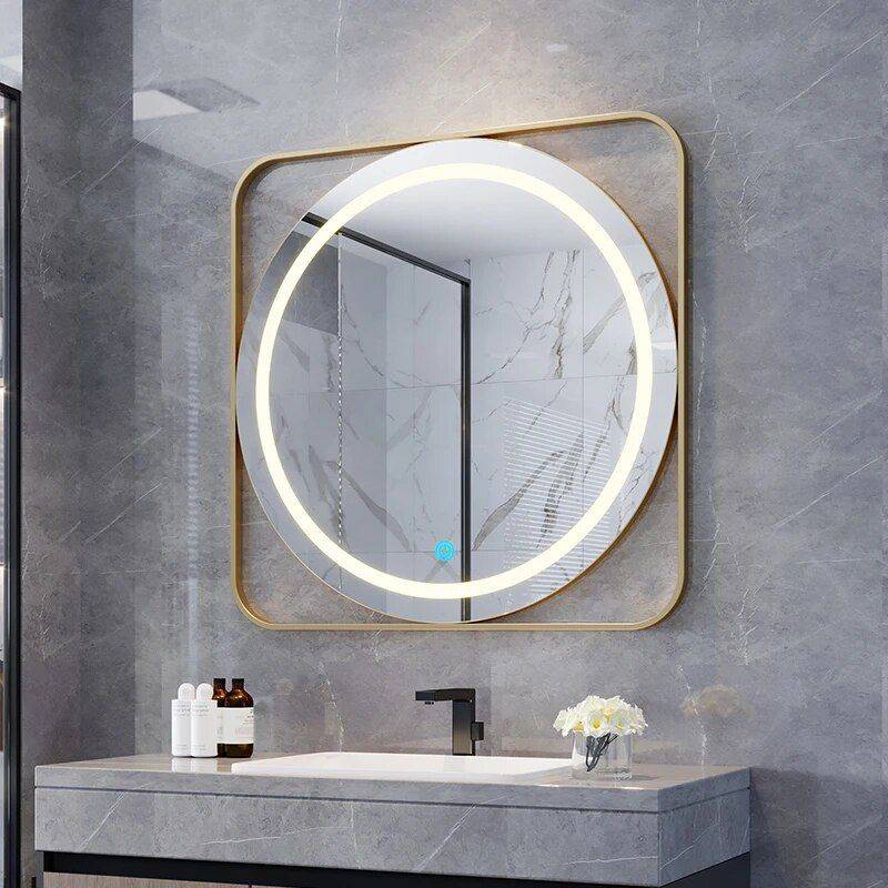 Modern Round LED Illuminated Bathroom Mirror - Fogless Touch Control, 8 ... Modern Round LED Illuminated Bathroom Mirror - Fogless Touch Control, 8 ...