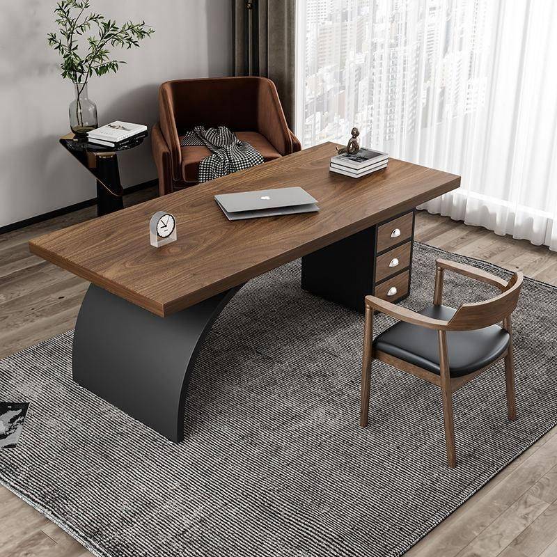 Modern Solid Wood Metal Computer Desk with Storage - Joy To Use