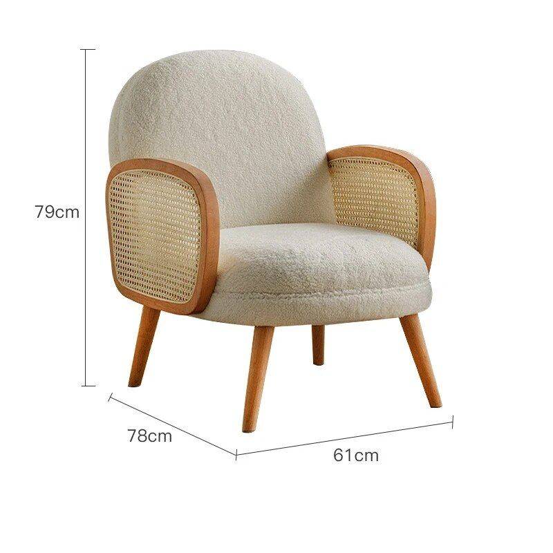 Nordic Rattan Leisure Single Sofa Chair - Solid Wood, Modern Fabric ...