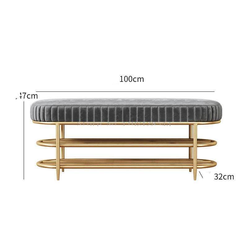 Versatile Velvet Shoe Bench - 2-Tier Ottoman Storage for Modern Homes ...